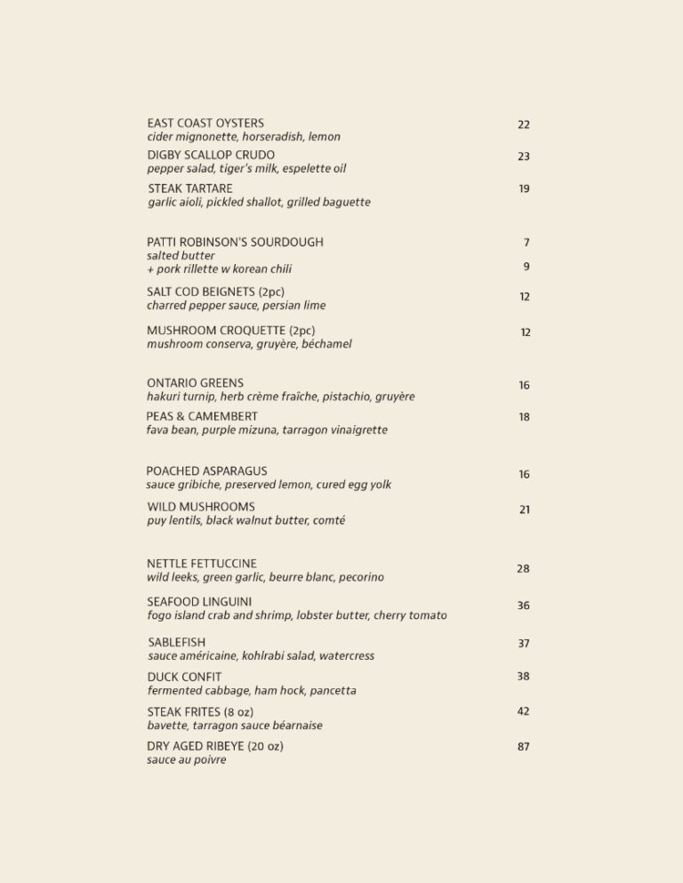 Sample Menus - Restaurant Parquet