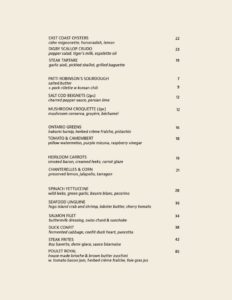 Sample Menus - Restaurant Parquet