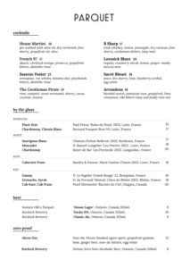 Sample Menus - Restaurant Parquet